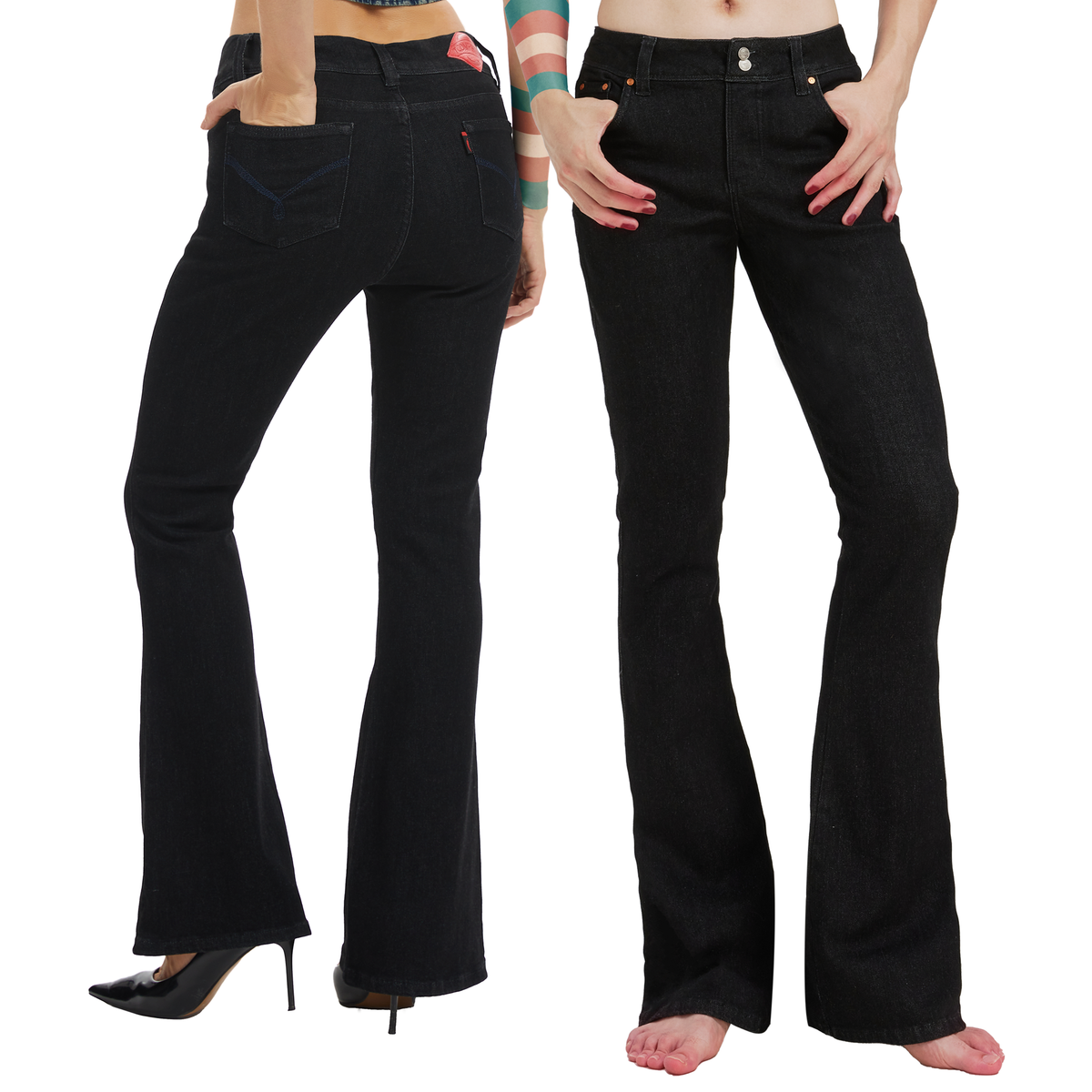 Tucking bootcut flared jeans【Flat Fit Tech™】(Survivor's Mark) for Tran ...