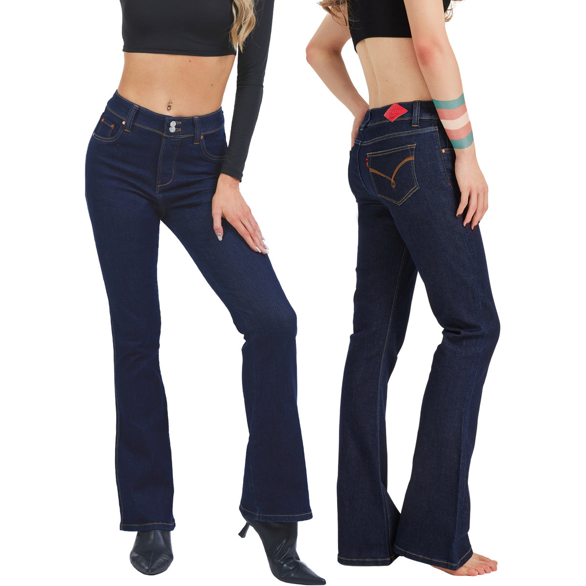 Tucking bootcut flared jeans【Flat Fit Tech™】(Sanctuary Blue) for Trans ...